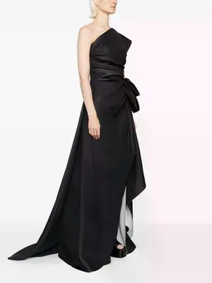 SAIID KOBEISY One-shoulder Ruffled Gown - Black