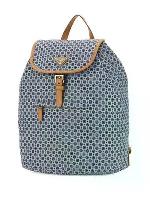 Prada Printed-pattern Leather-trimmed Backpack
