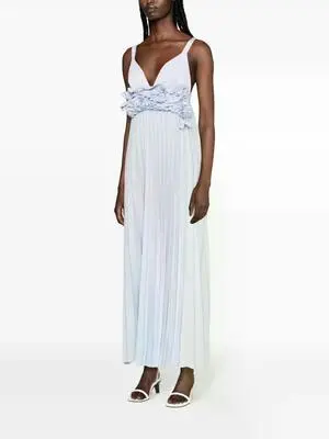 P.a.r.o.s.h Floral Appliqué Pleated Gown - Blue