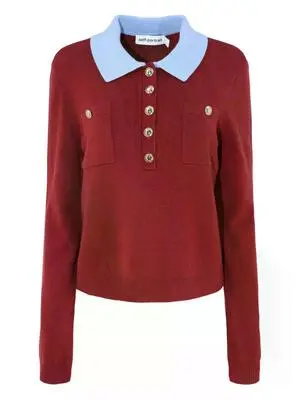 SELF-PORTRAIT Patch-pocket Knitted Polo Top