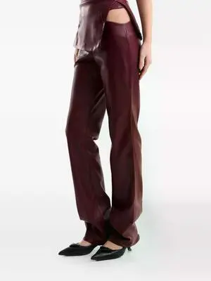 LIKA Cut-out Eco-leather Trousers - Red