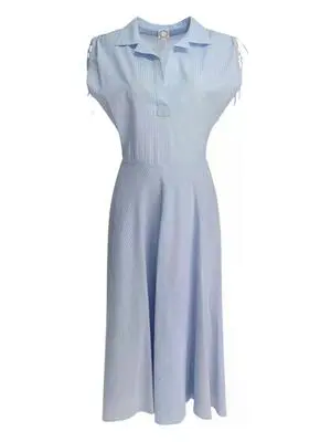 INES DE LA FRESSANGE PARIS Striped Collar Midi Dress - Blue