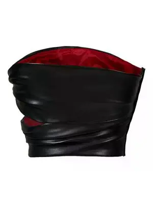 LIKA Name Draped Faux-leather Top
