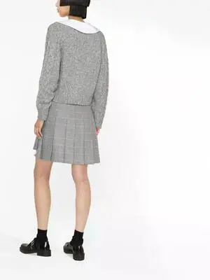 GANNI Contrasting Collar Cable Knit Cardigan