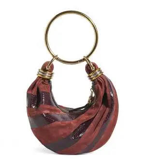 Chloé Mini Suede Snakeskin-effect Bracelet Top-handle Bag