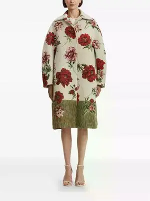 Oscar De La Renta Peony Unraveled Jacquard Coat - Neutrals