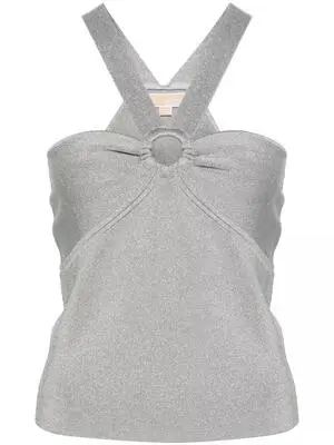 Michael Kors Halterneck Knitted Top - Silver