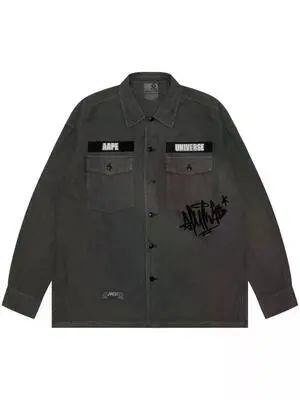 AAPE BY *A BATHING APE Logo-tape Cotton-blend Shirt - Black