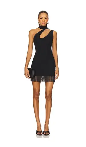 Nbd Mini Dress With Fringed Hem - Black