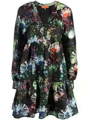 Stine Goya Jasmine Glitter Bloom-print Mini Dress - Black