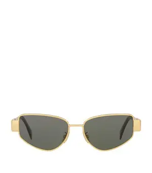 Celine Metal Triomphe Cat Eye Sunglasses - Gold