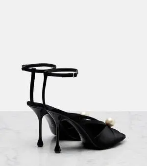 JIMMY CHOO Siva 95 Embellished Satin Sandals