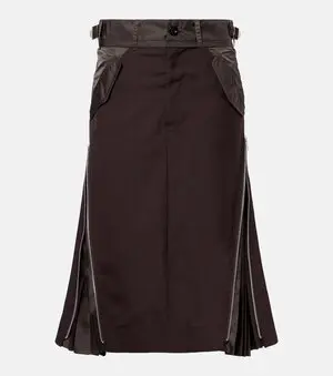 Sacai Pleated Midi Skirt With Zip Detailing