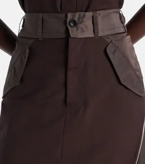 Sacai Pleated Midi Skirt With Zip Detailing
