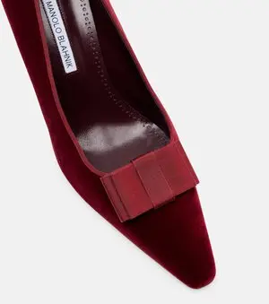 Manolo Blahnik Velvet Pumps With Bow Detailing