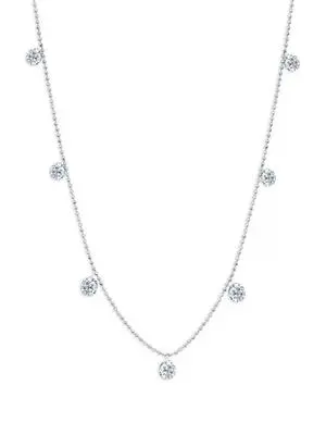 GRAZIELA 18k White Gold Floating Diamond Necklace - Silver