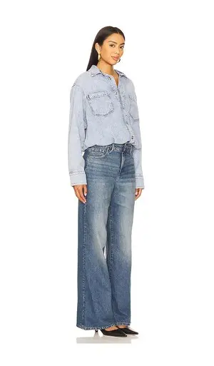 Good American Denim Shirt Jumpsuit - Blue