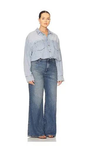 Good American Denim Shirt Jumpsuit - Blue