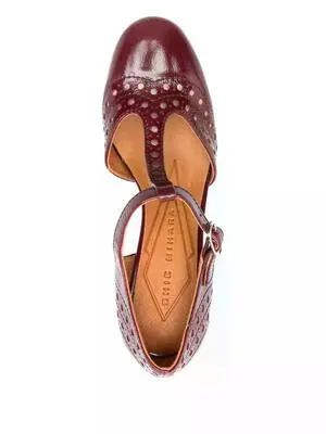 Chie Mihara 85mm Perforated T-bar Heeled Pumps - Red