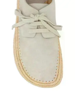 Loewe Petal-toe Raffia-trimmed Lace-up Shoes