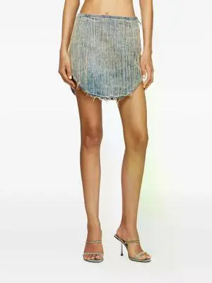 DIESEL® De-ada-s Frayed Denim Asymmetric Skirt