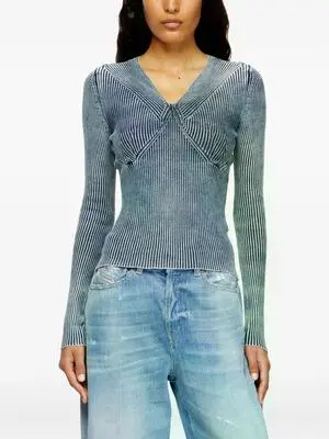 DIESEL® Ribbed V-neck Long Sleeve Top