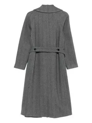 PALTO' Herringbone Belted Coat - Black