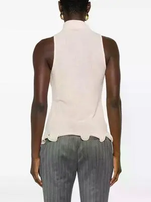Fendi Ribbed Mock Neck Sleeveless Top - Pink