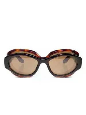 Balenciaga Double-frame Oval-shaped Sunglasses - Black