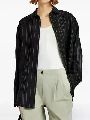 Proenza Schouler White Label Raven Stripe Woven Shirt - Black