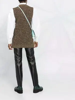 GANNI Sleeveless Mock Neck Jumper In Brown