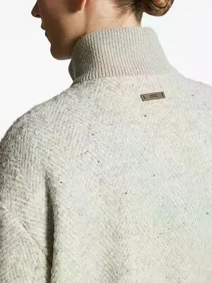 Peserico Herringbone Pattern Bomber Jacket