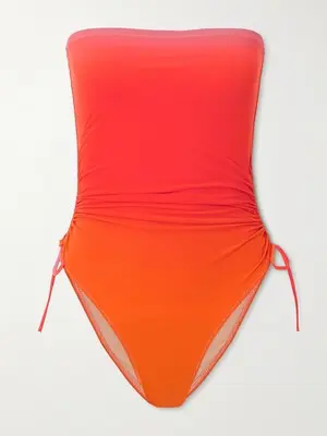 LIDO Strapless Ruched Dégradé Swimsuit - Multi