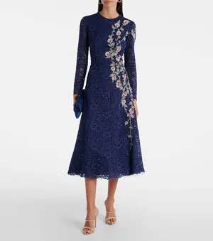 Costarellos Marlena Embellished Lace Cocktail Dress - Blue