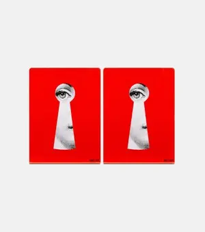 FORNASETTI Serratura Metal Bookends - Red