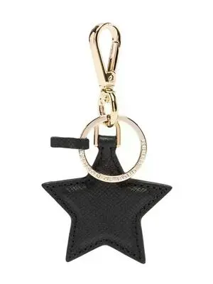 Smythson Leather Star Keyring - Black