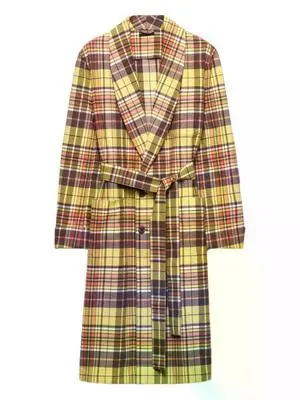 Prada Checked Trench Coat - Yellow