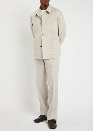LARDINI Wool And Cashmere-blend Designer Overshirt Uk38/m
