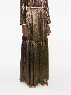 FORTE_FORTE Metallic Pleated Tiered Skirt