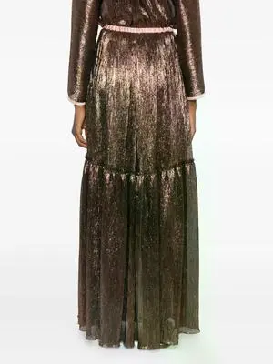 FORTE_FORTE Metallic Pleated Tiered Skirt