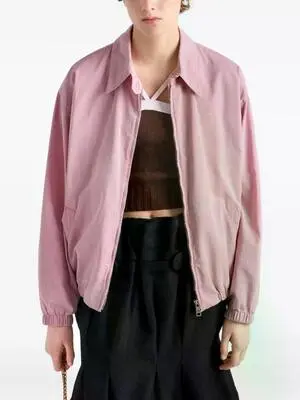 Prada Embroidered Logo Shirt Collar Jacket - Pink
