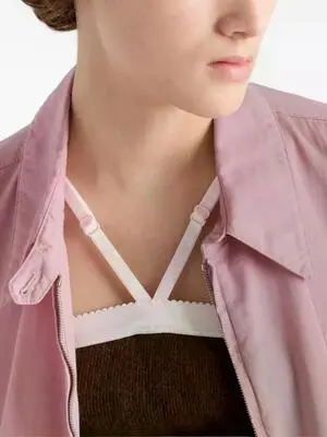 Prada Embroidered Logo Shirt Collar Jacket - Pink