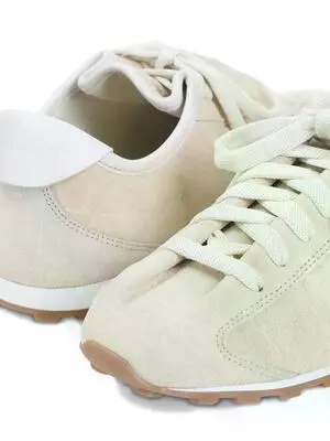 Jacquemus Tennis Lace-up Sneakers With Croc-effect Texture - Neutrals