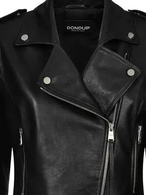 DONDUP Asymmetric Zip Leather Jacket - Black