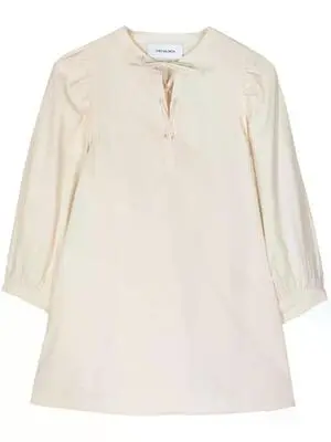 YVES SALOMON Tie-neck Silk Seersucker Blouse - Neutrals