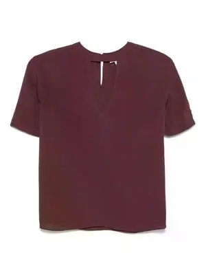 TWINSET Short Sleeve Keyhole Neck Top - Red