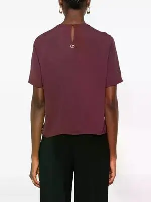 TWINSET Short Sleeve Keyhole Neck Top - Red