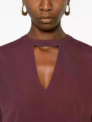 TWINSET Short Sleeve Keyhole Neck Top - Red