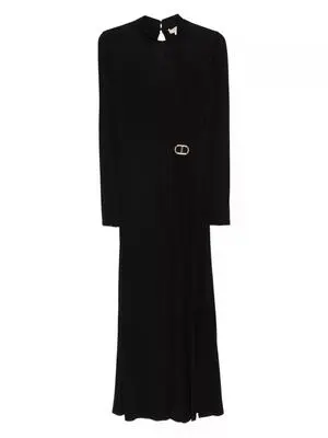 TWINSET High-neck Buckle Detail Midi Dress - Black