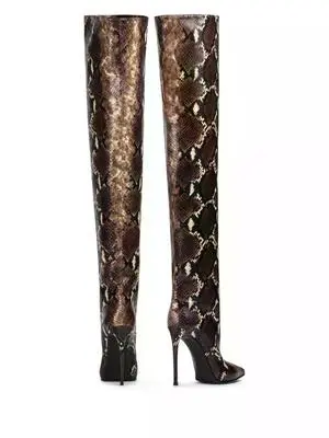 LE SILLA 120mm Snake-print Leather Boots